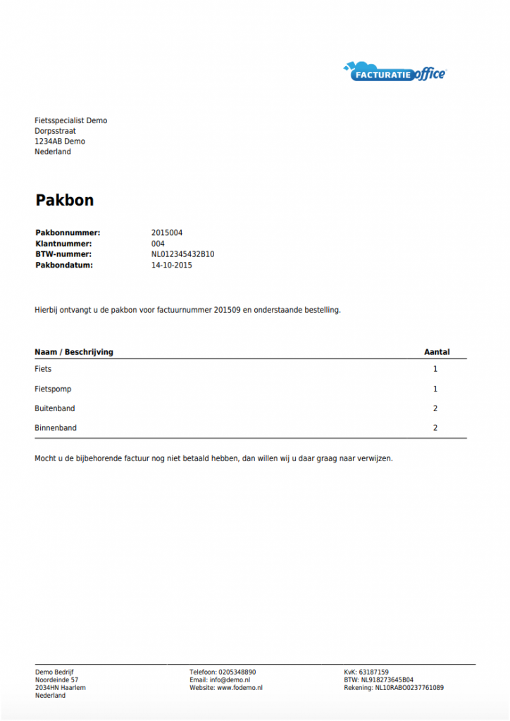 pakbon-maken-voorbeeld - Facturatie Office