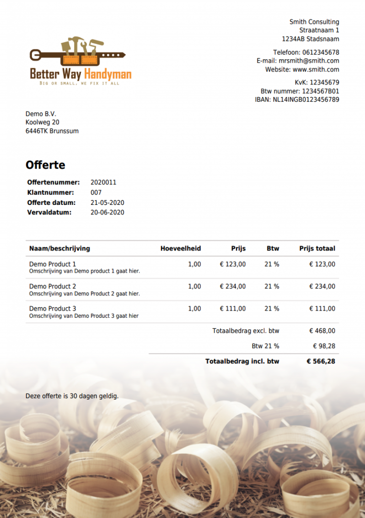 offerte-voorbeeld-klusbedrijf - Facturatie Office
